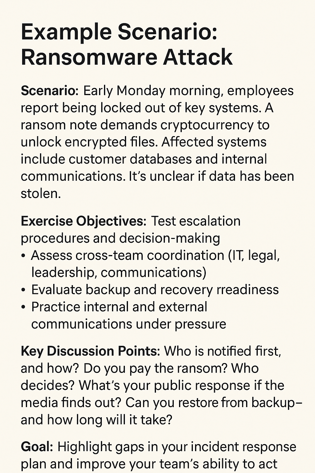Cybersecurity Tabletop Exercises - Cyber Labs